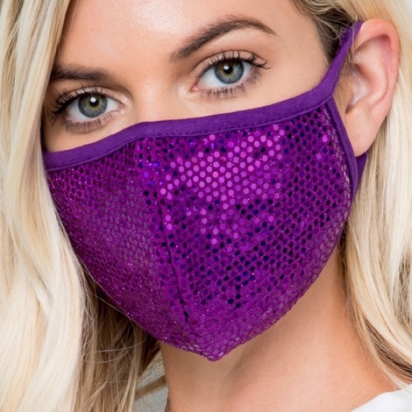 lovenushuz | Accessories | Reusable Washable Stylish Purple Sequin Face ...